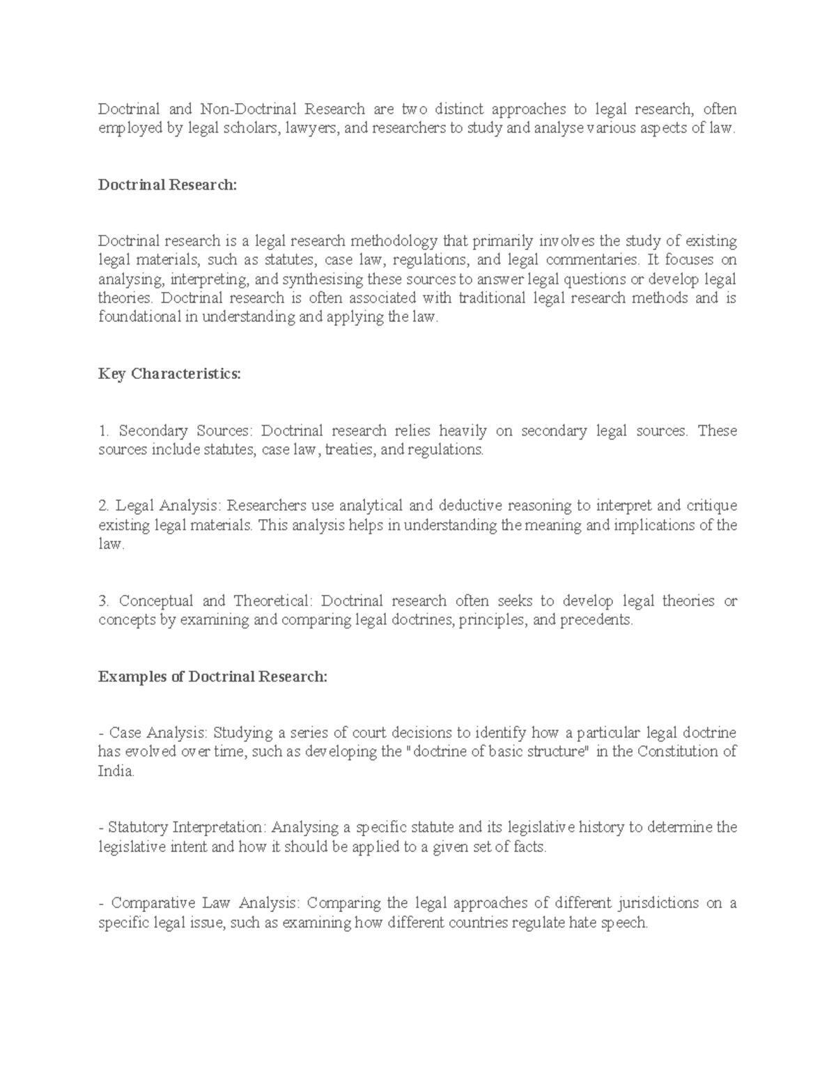 Internal legal education - Doctrinal and Non-Doctrinal Research are two ...