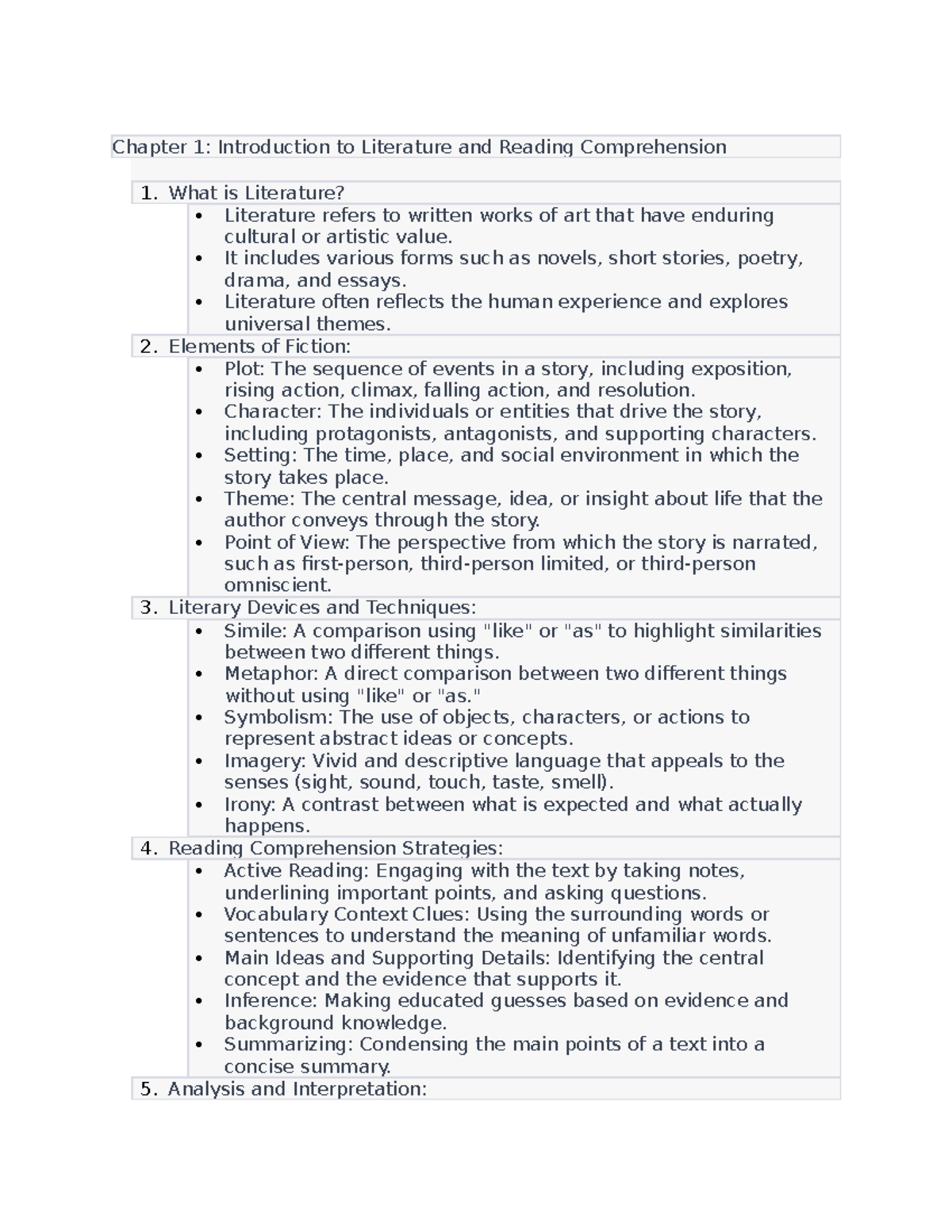 Introduction to Literature - It includes various forms such as novels ...