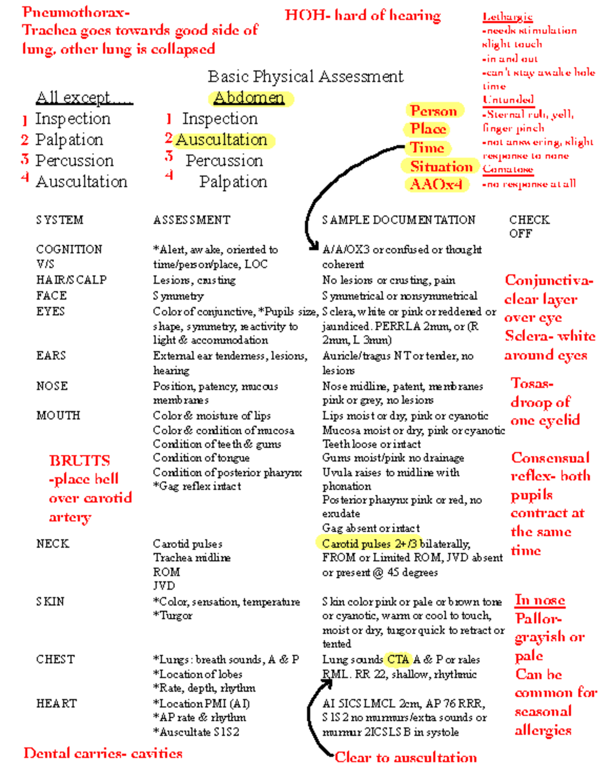 Basic Physical Assessment - ... Abdomen Inspection Inspection Palpation ...