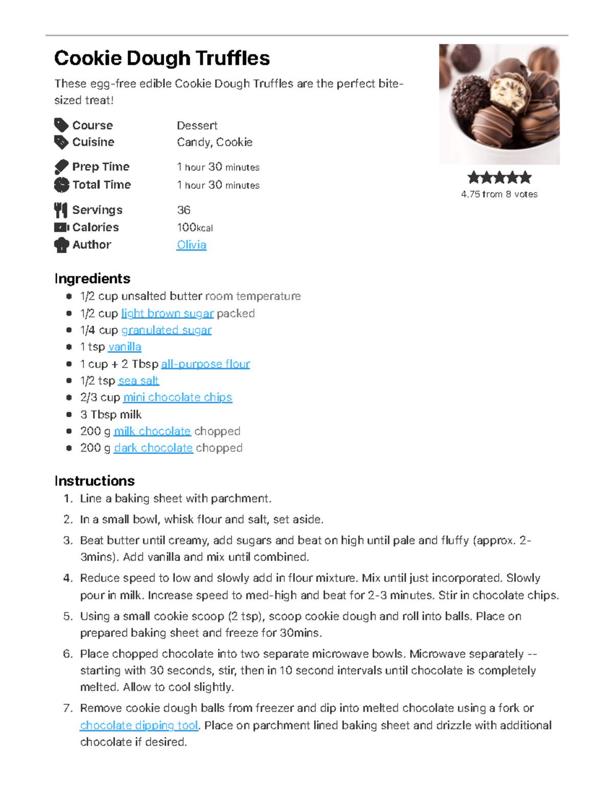 Cookie Dough Balls - Cookie Dough Truffles These egg-free edible Cookie ...