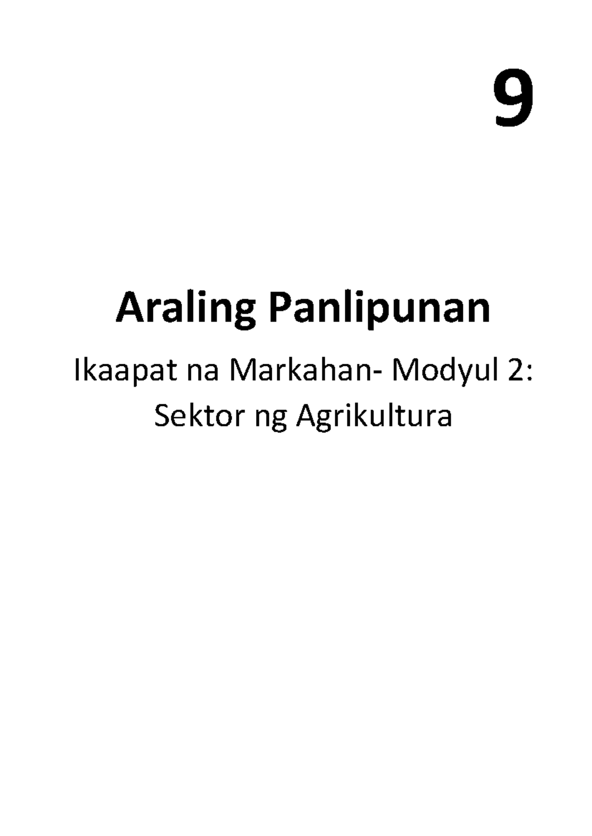 Q4-module-2 - Araling Panlipunan Ikaapat na Markahan- Modyul 2: Sektor ...