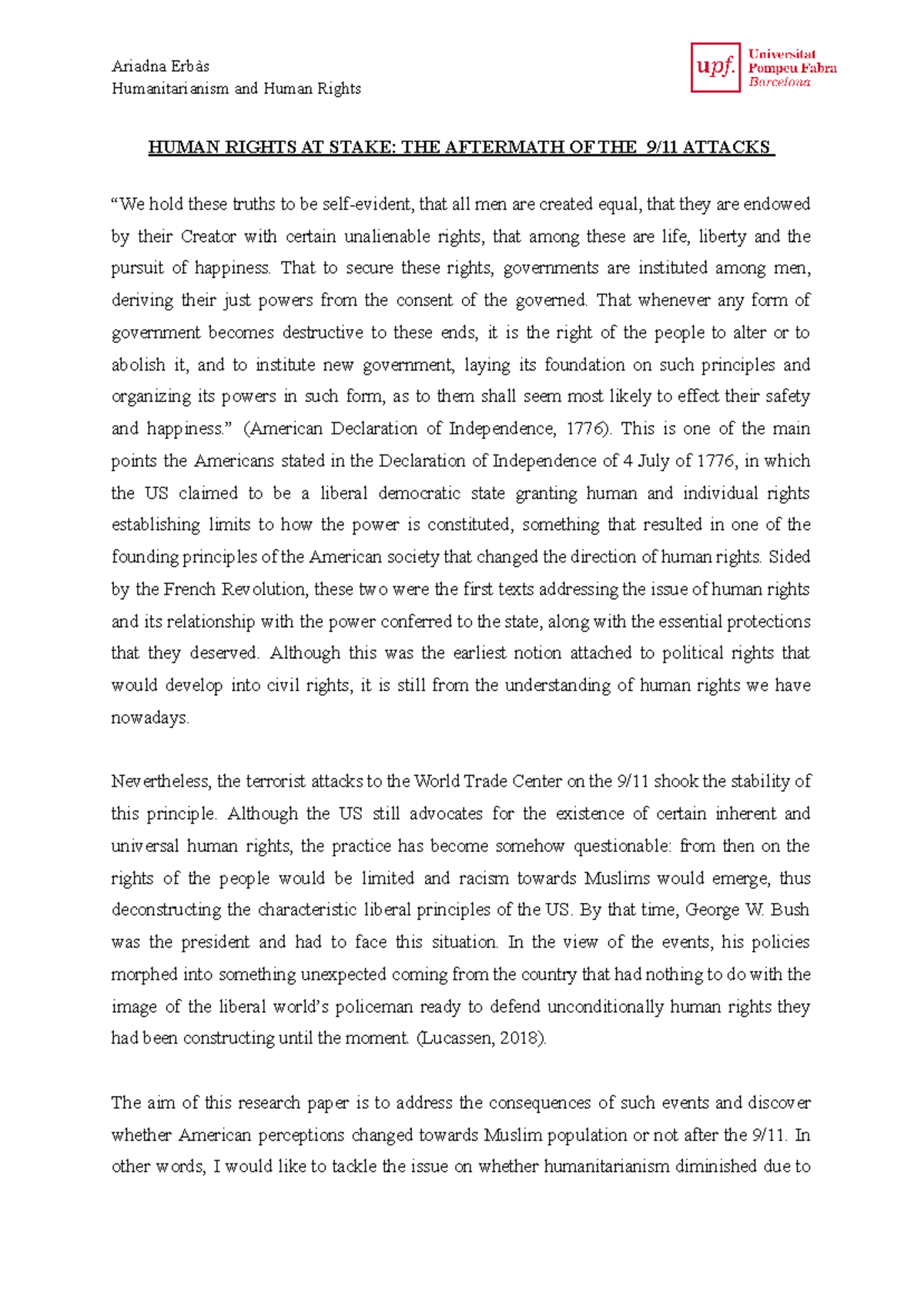 Human Rights AT Stake THE Aftermath OF THE 9 11 Attacks-2 - Humanitarianism and Human Rights ...