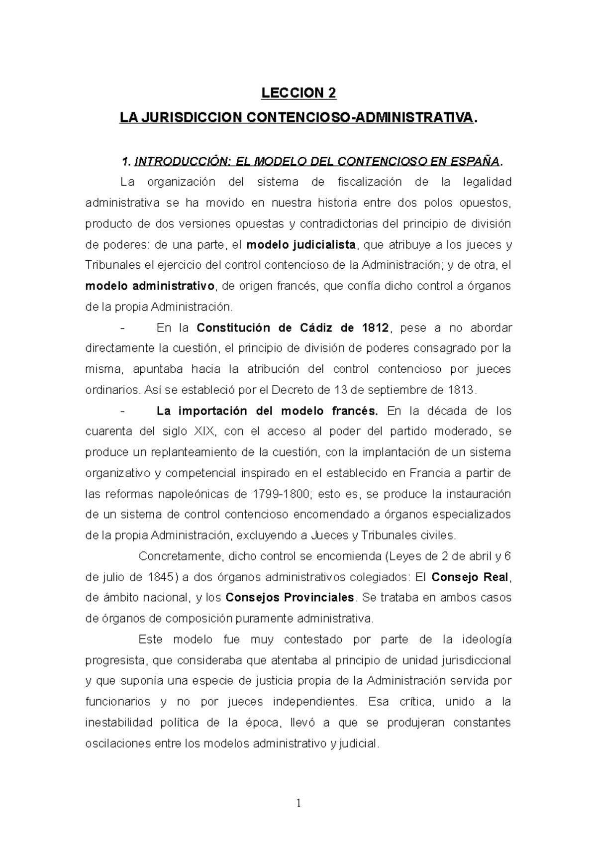 Lección 2- La jurisdicción CA - LECCION 2 LA JURISDICCION CONTENCIOSO-ADMINISTRATIVA. 1. - Studocu