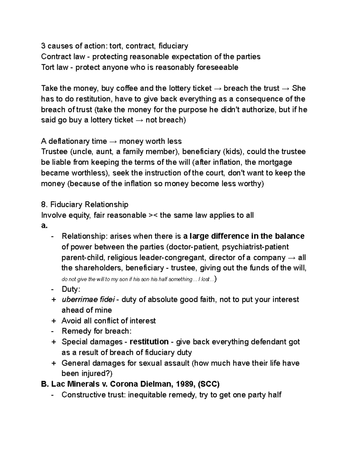 2202 - 8 - fiduciary relationship - 3 causes of action: tort, contract ...