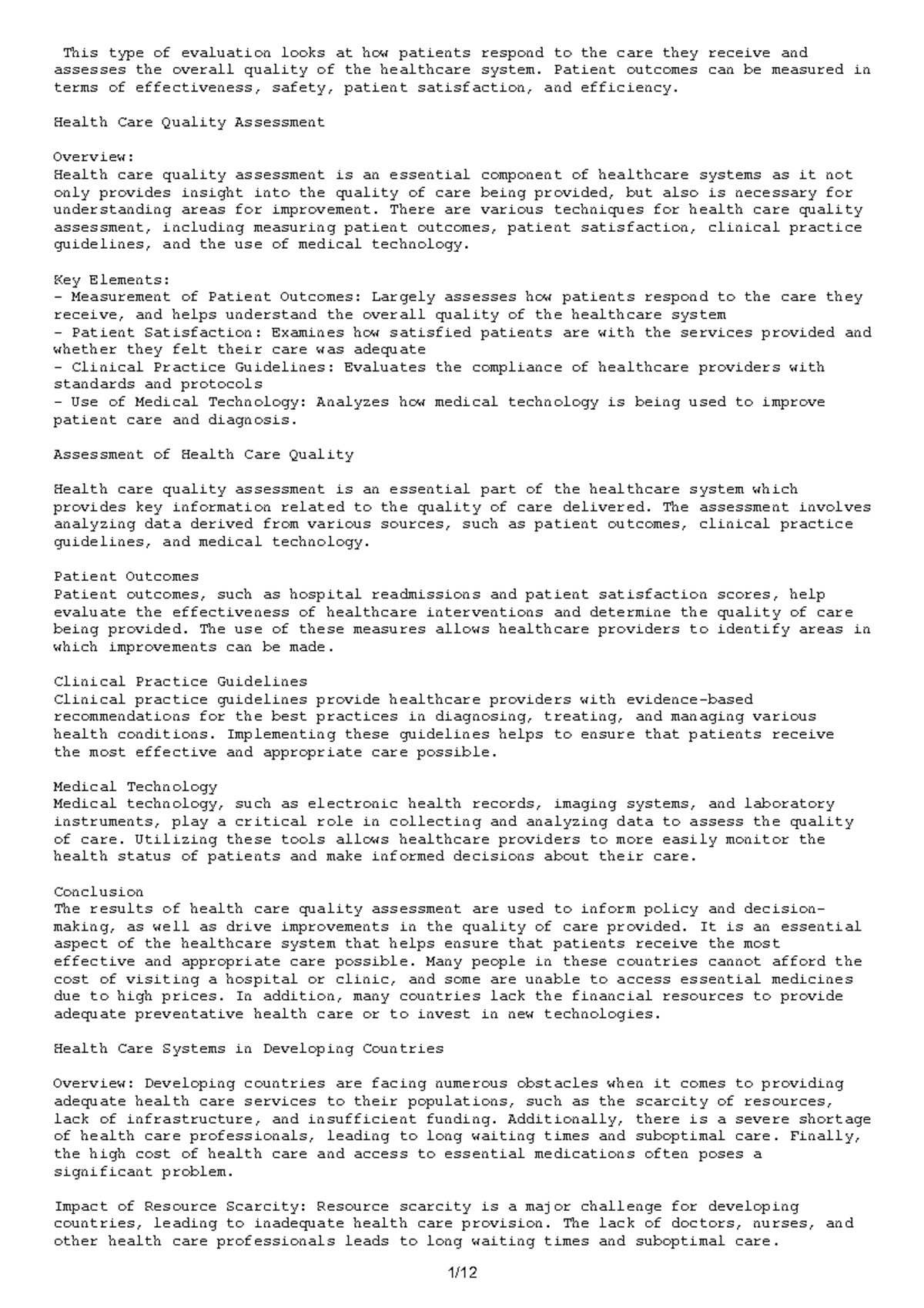 Global Public Health 3 - Lectures - This type of evaluation looks at ...