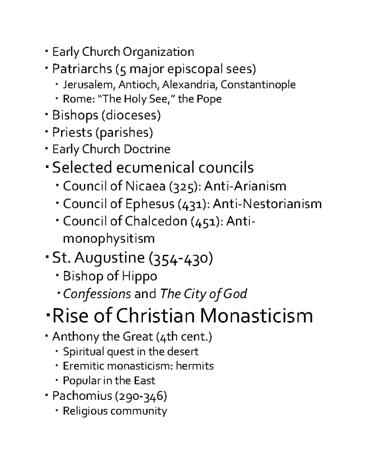 Bzyatine Empire - Early Church Organization Patriarchs (5 major ...