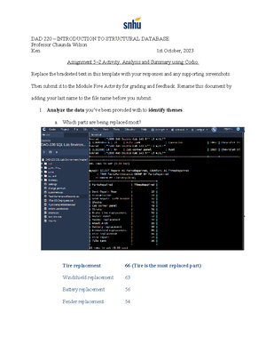 DAD 220 3-2 Lab Table Joins Asgnt - DAD 220 – INTRODUCTION TO STRUCTURAL DATABASE Professor ...