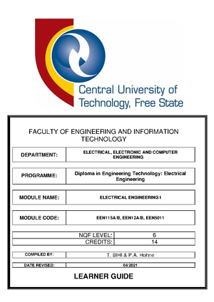 Mechanotechnology N3 Study Guide - EEN115A - Studocu