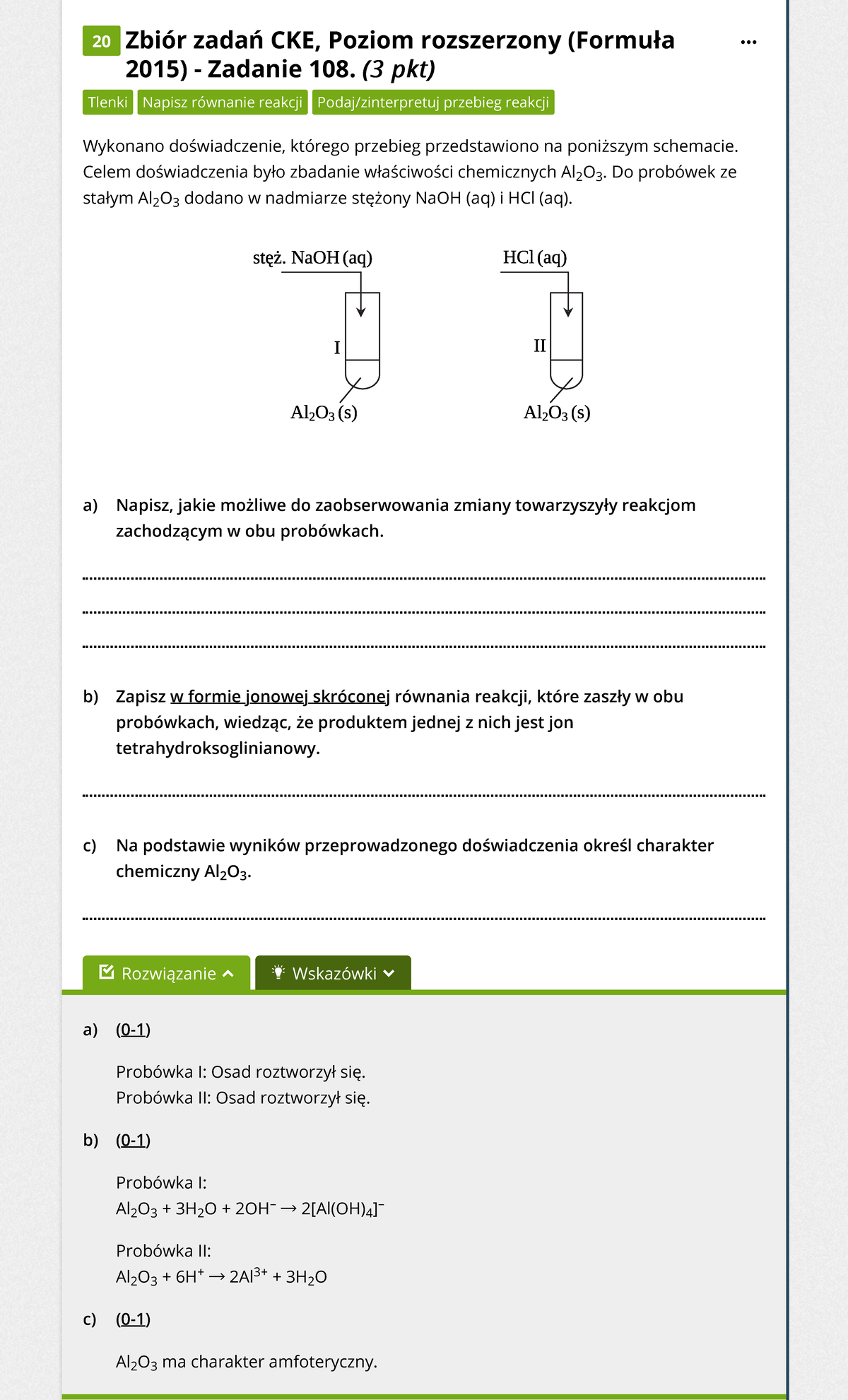 Zadania maturalne z chemii Biolog Help - a) b) c) Tlenki Napisz równanie reakcji Podaj ...