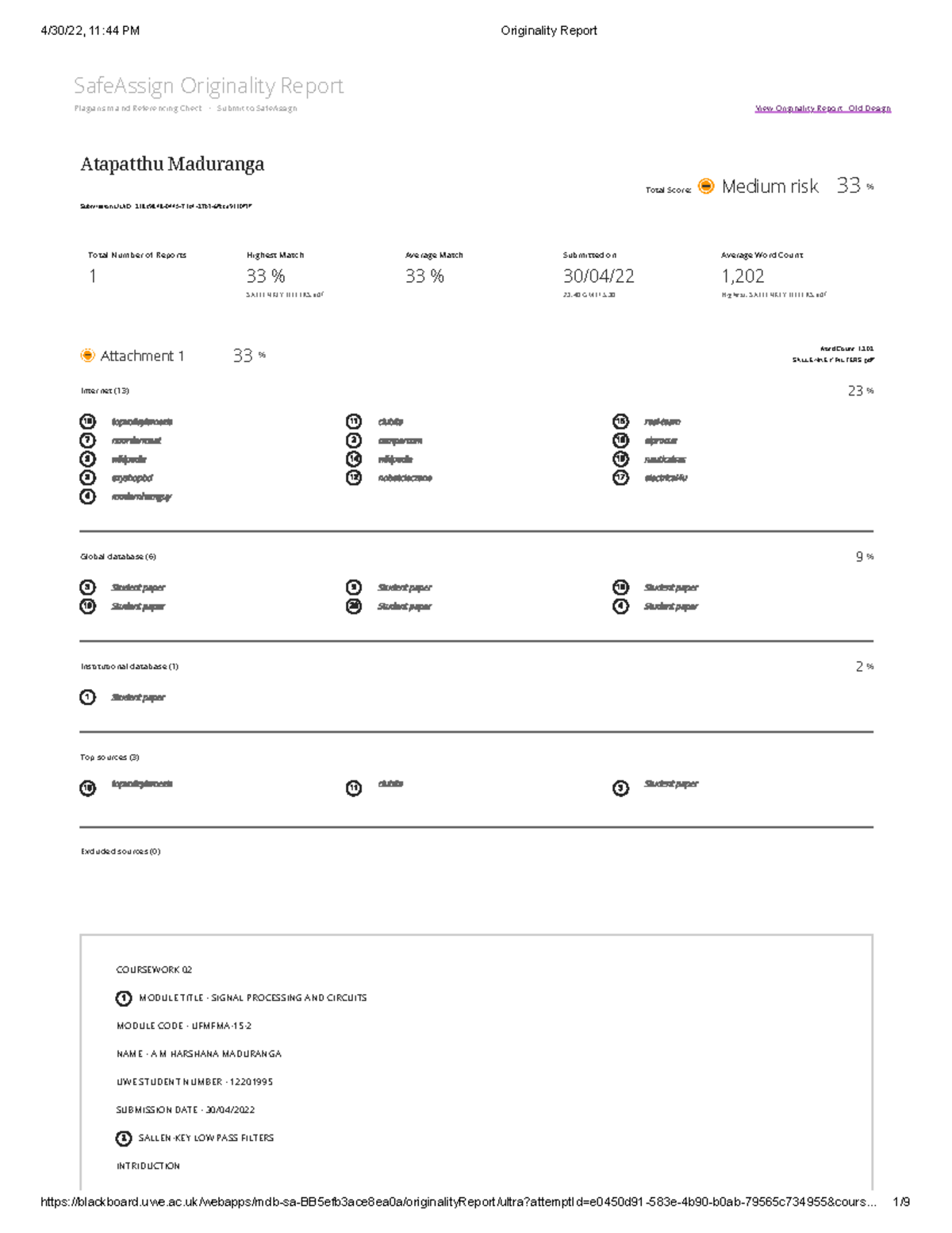 Originality Report - Good - 23 % 9 % 2 % SafeAssign Originality Report ...