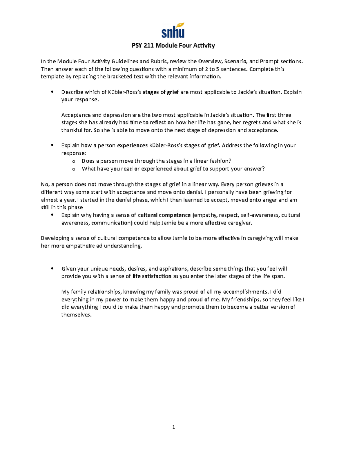 PSY 211 Module Four Activity - PSY 211 Module Four Activity In the ...