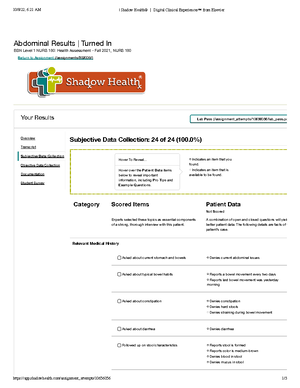 Objective data - Shadow Health® │ Digital Clinical Experiences™ from ...