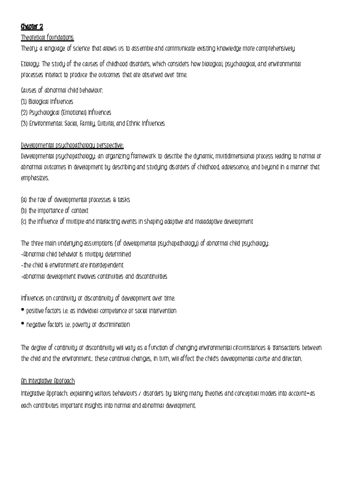 Chapter 2 Baby Notes - Summary Psychology - Chapter 2 Theoretical ...