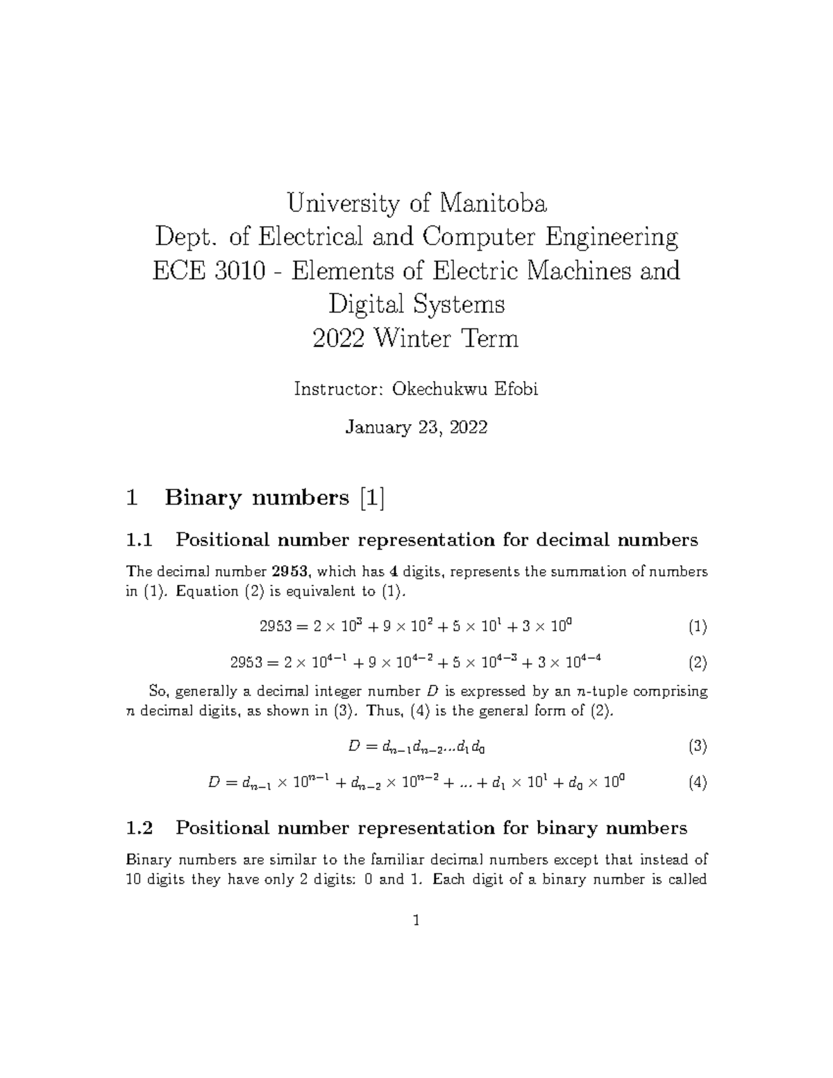 Module 1 2 - note - University of Manitoba Dept. of Electrical and ...