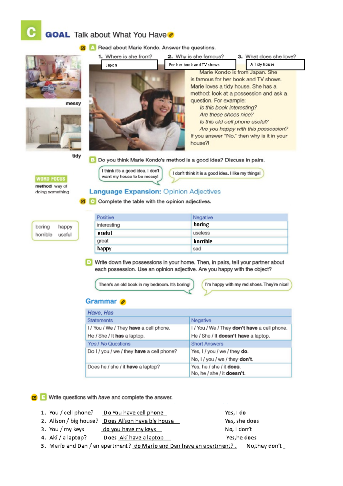 4 - C - examen final - Ingles - You / cell phone? Do You have cell ...