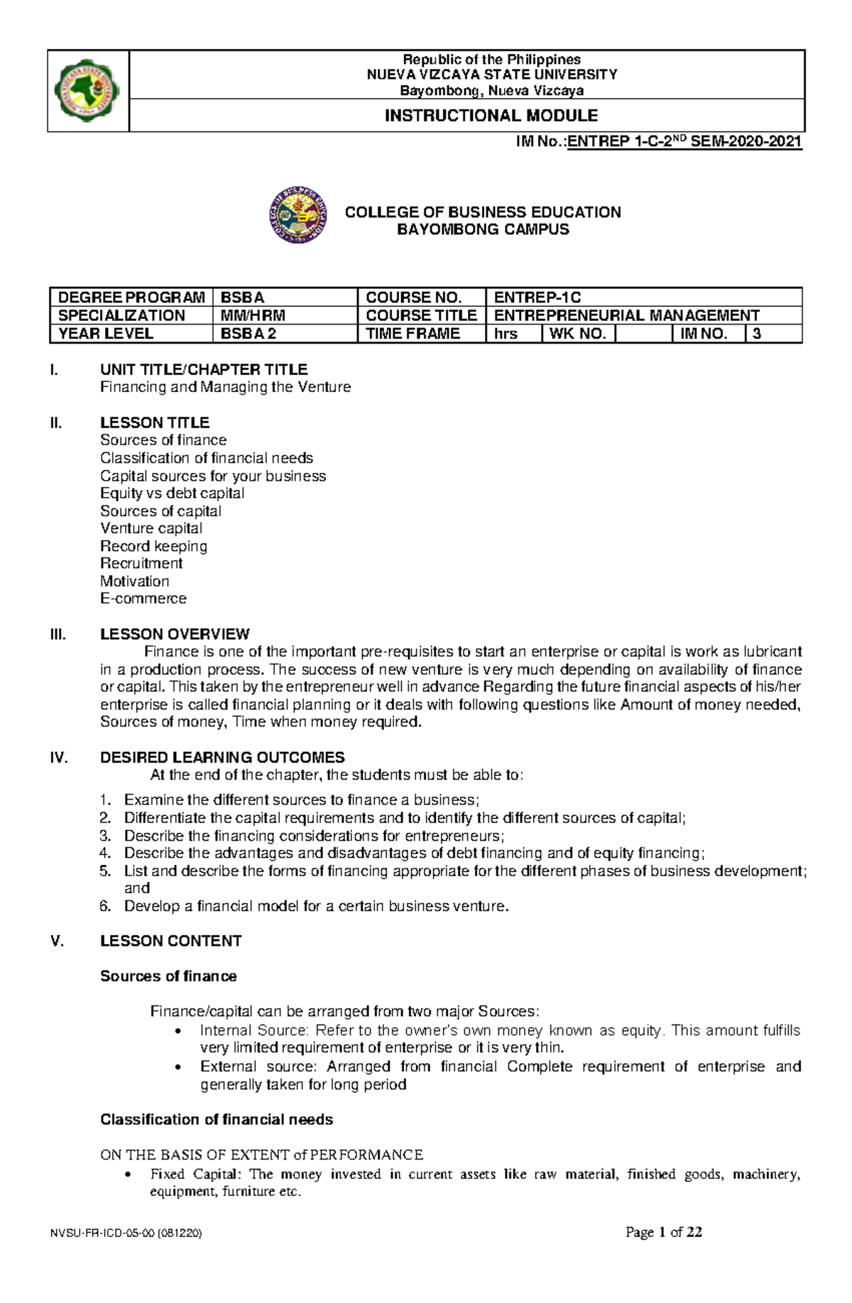 Module 3 - NUEVA VIZCAYA STATE UNIVERSITY Bayombong, Nueva Vizcaya ...