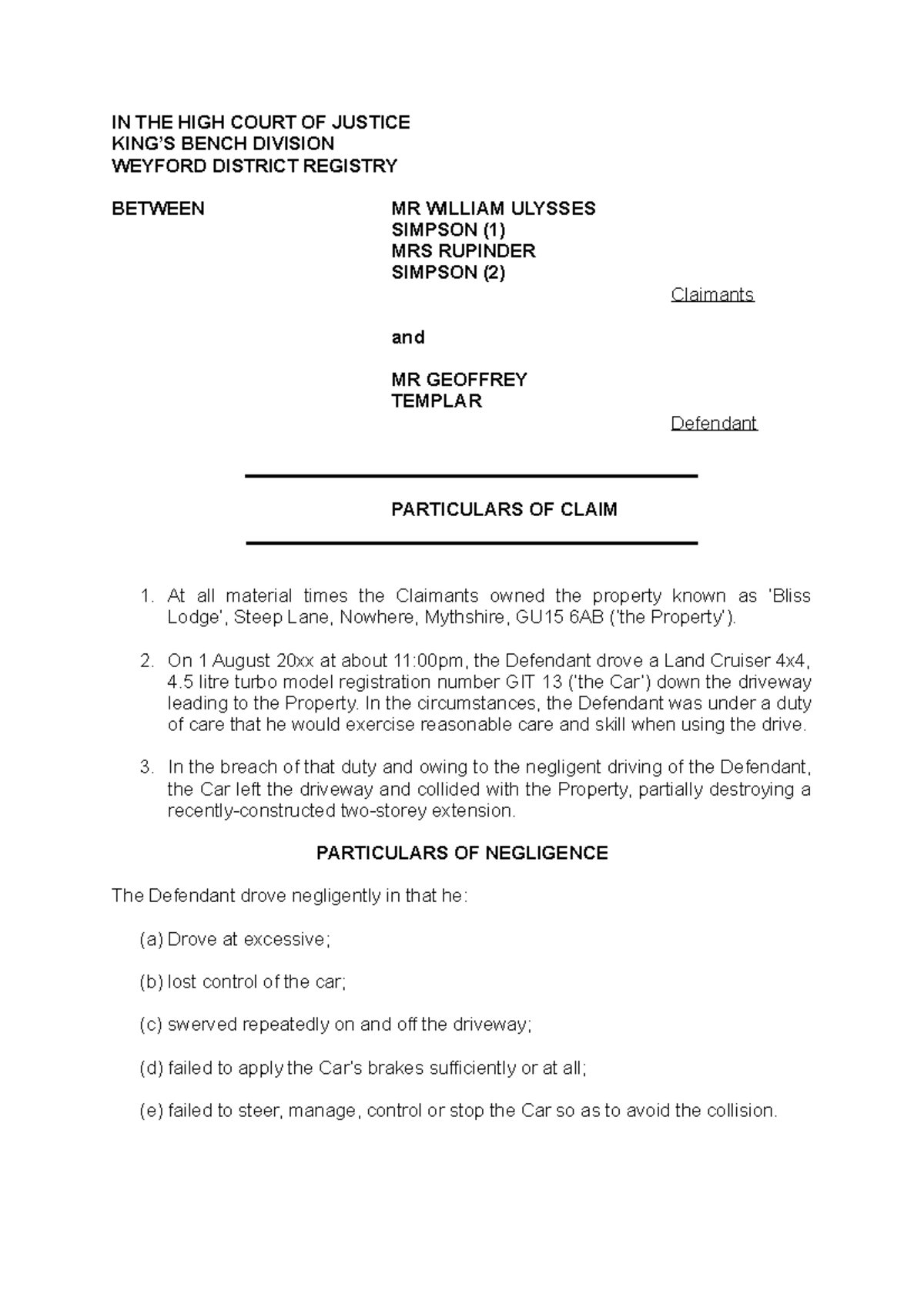 IN THE HIGH Court OF Justice - IN THE HIGH COURT OF JUSTICE KING’S ...