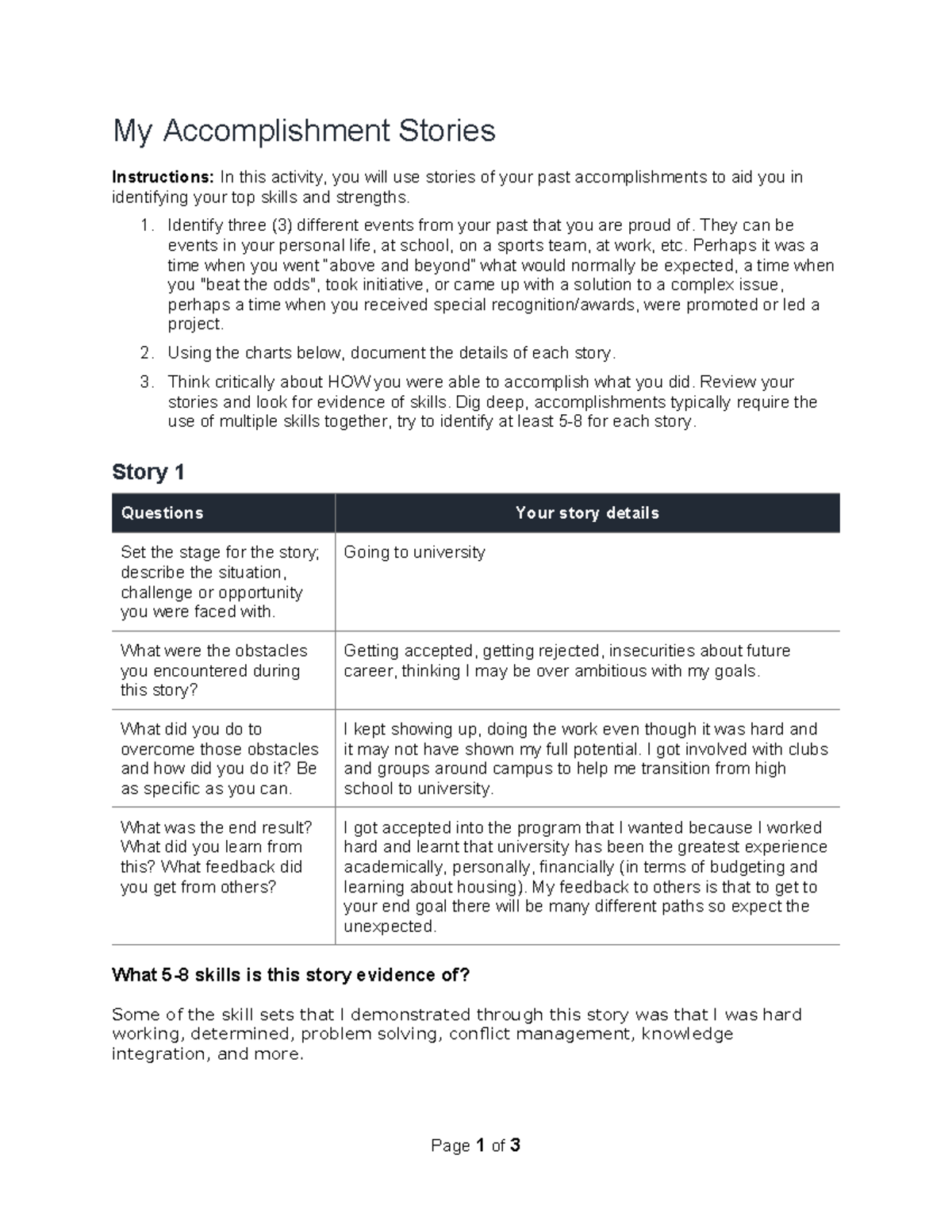 Unit 2 worksheet 4 Accomplishments Worksheet - My Accomplishment ...