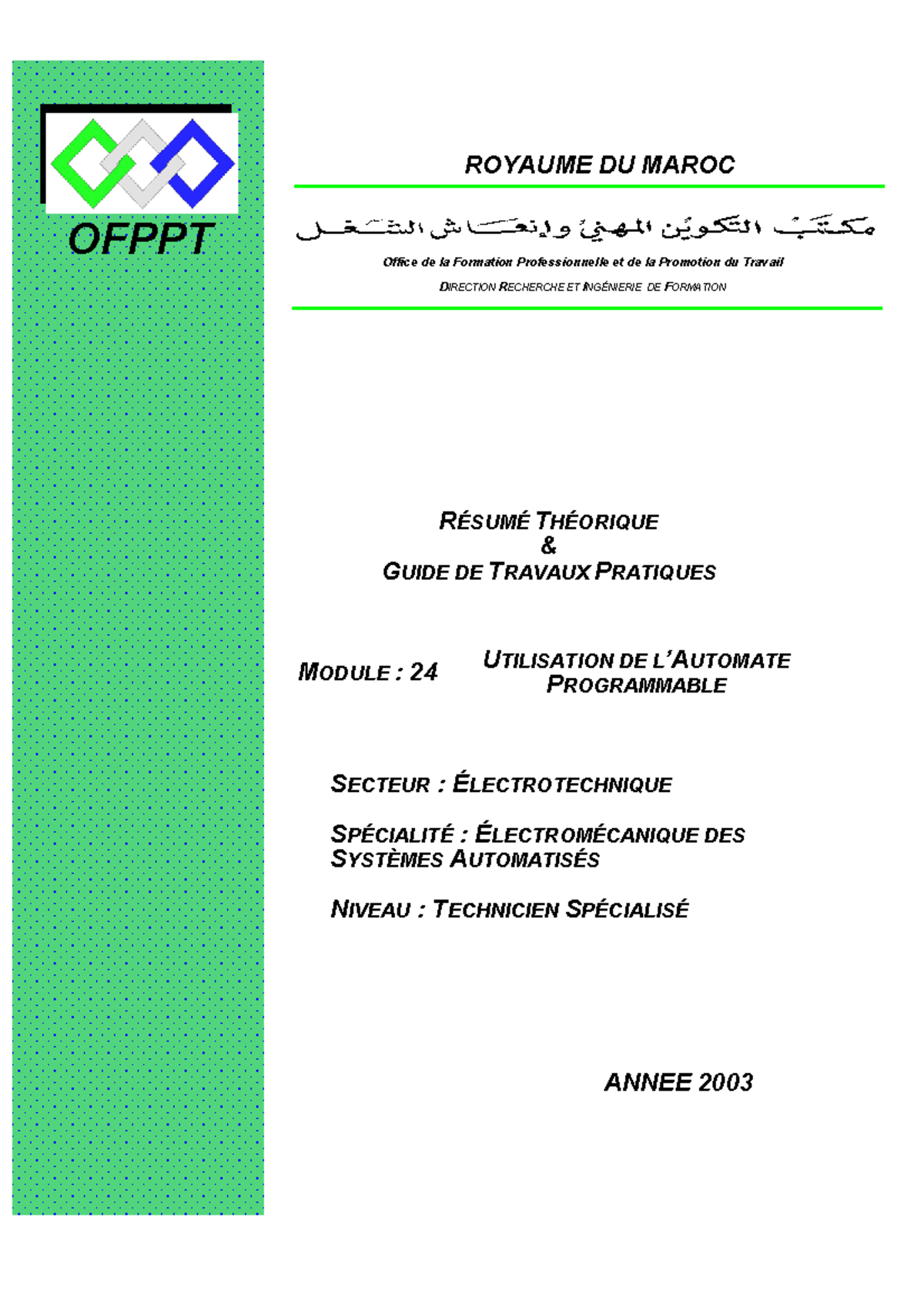 M24 utilisation de l-automate programmable ge-esa - OFPPT ROYAUME DU ...
