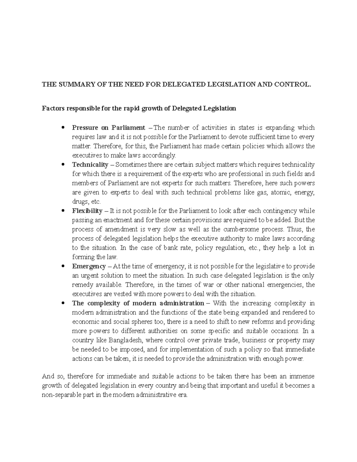 Legislative Control - This are lecture notes that are detailed and can ...