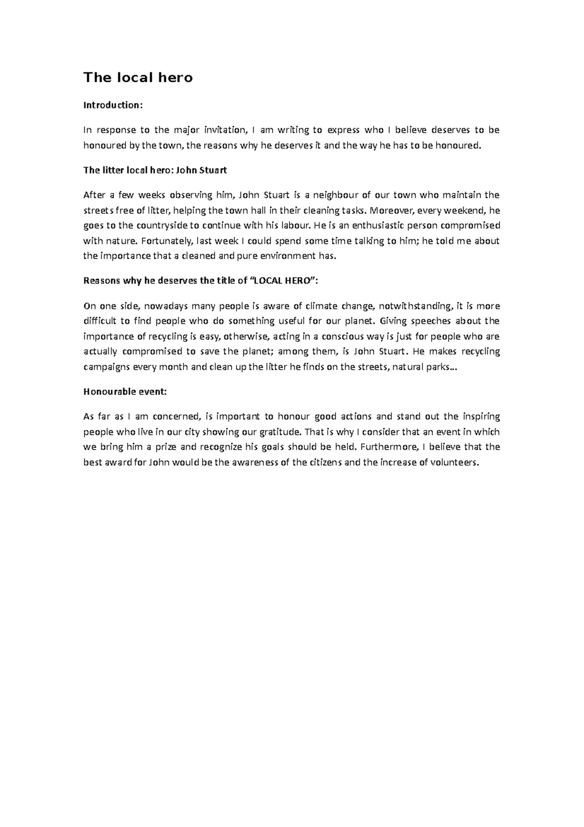 Writing Tema 5- Proposal Claudia Martín Becerro - The local hero ...