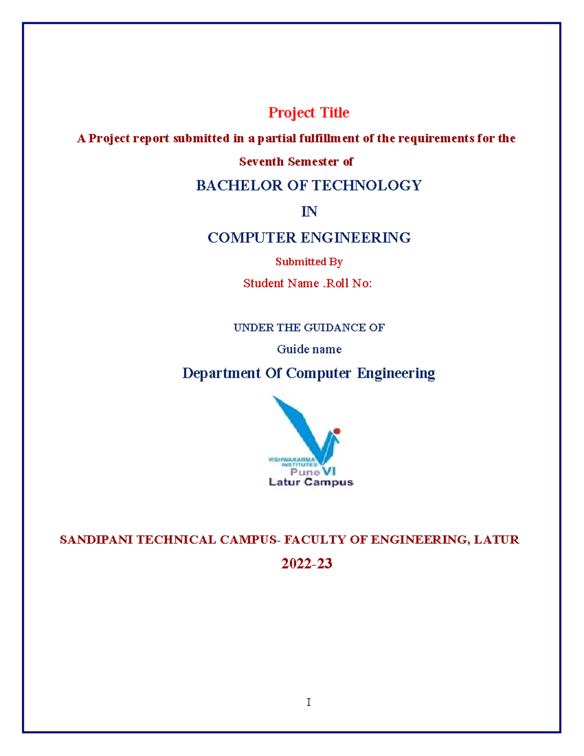 Project Report Format-1 - Project Title A Project report submitted in a partial fulfillment of ...