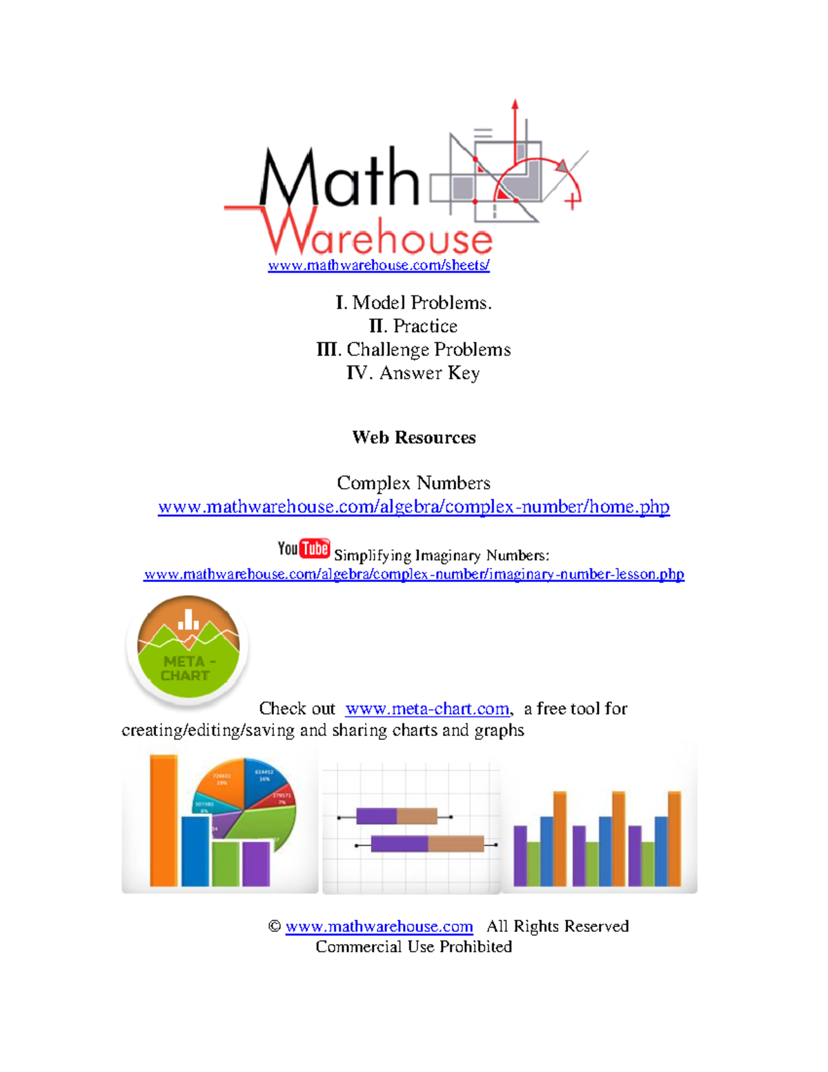 Imaginary-numbers-worksheet - mathwarehouse/sheets/ I. Model Problems ...