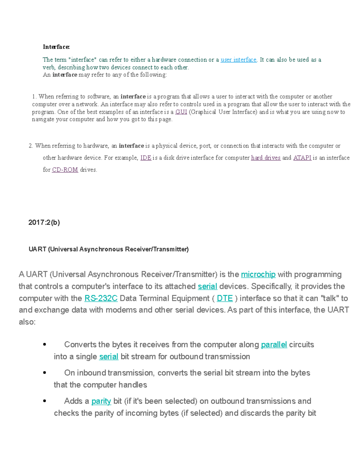 Microcontroller Interface Exam Notes Interface The Term Interface