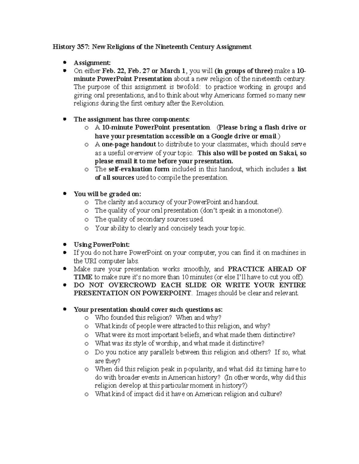 Gpinstructions - Instructions and rubric for the religion group project ...