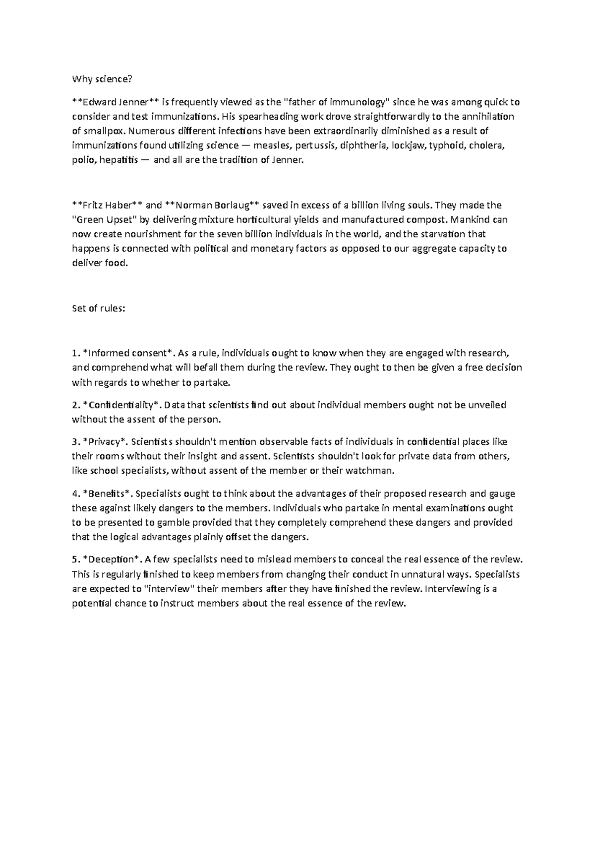 Why science - Why science? Edward Jenner is frequently viewed as the ...