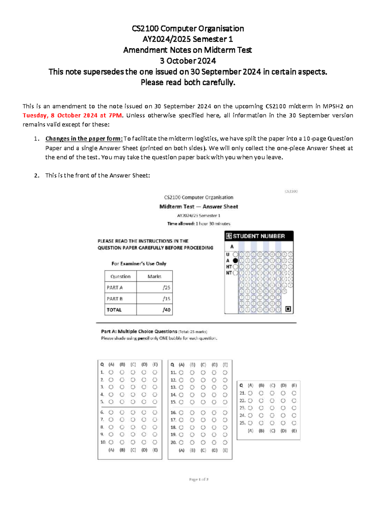 Midterm-notes-amendments - CS2100 Computer Organisation AY2024/2025 ...