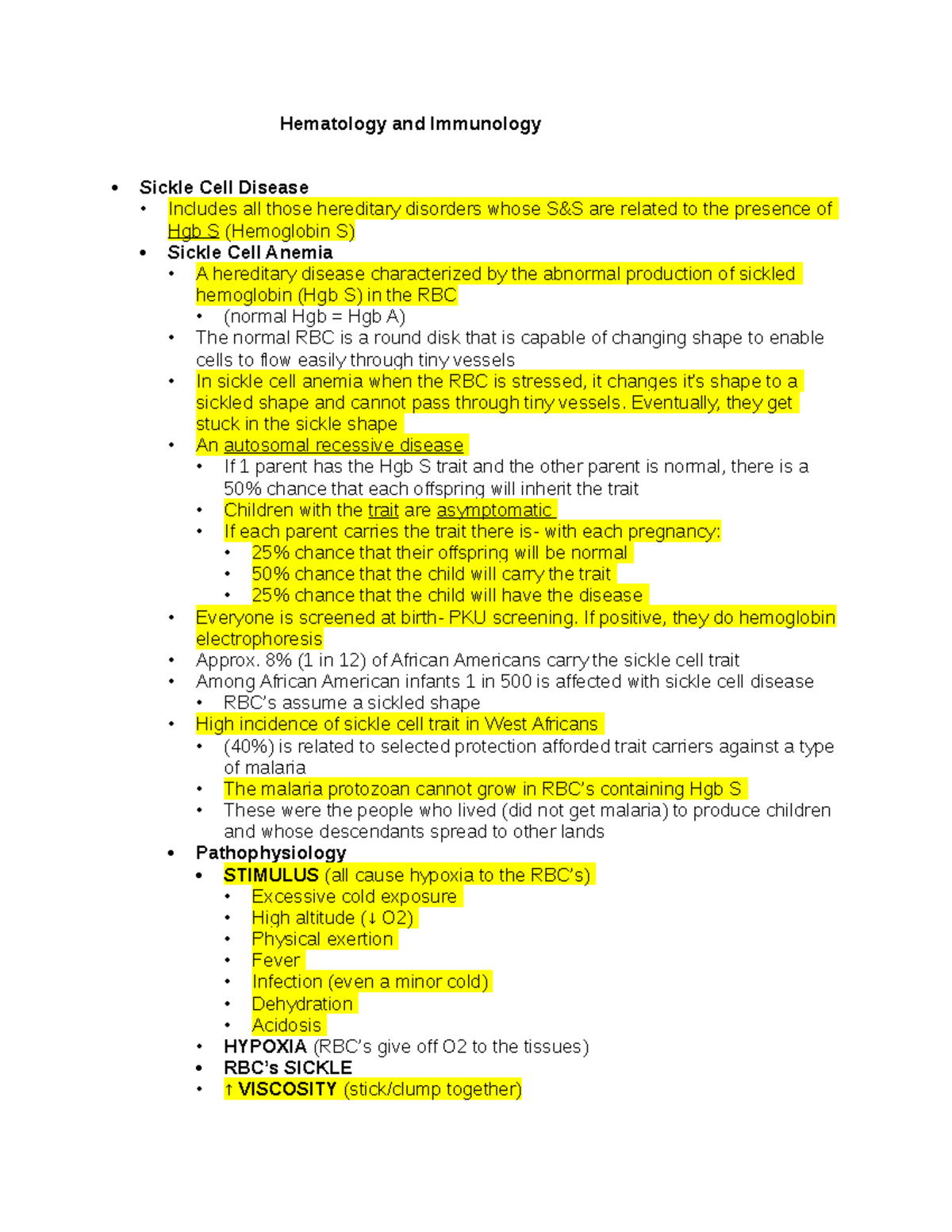 Hematology and immunology lecture updated - Hematology and Immunology ...