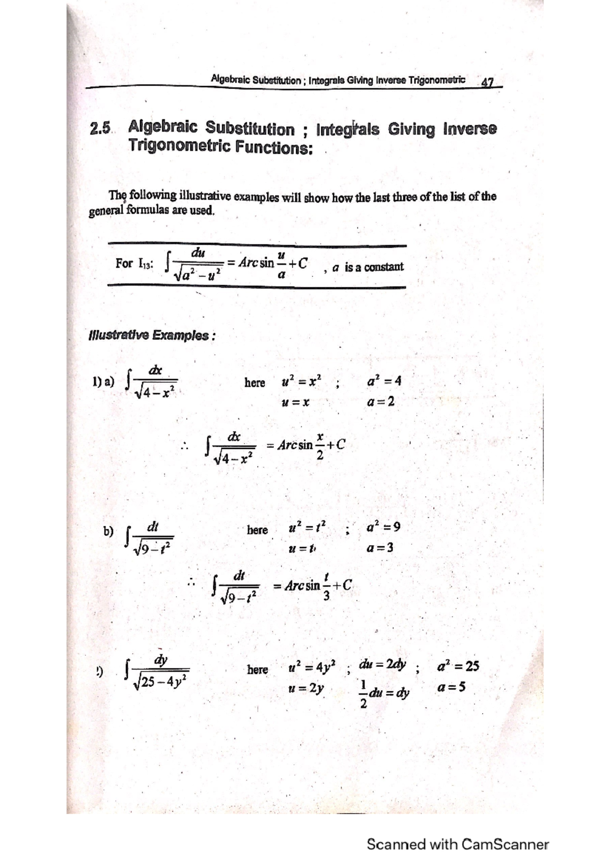 Module 5 Integration of Inverse Trigonometric Functions - Algebraic ...