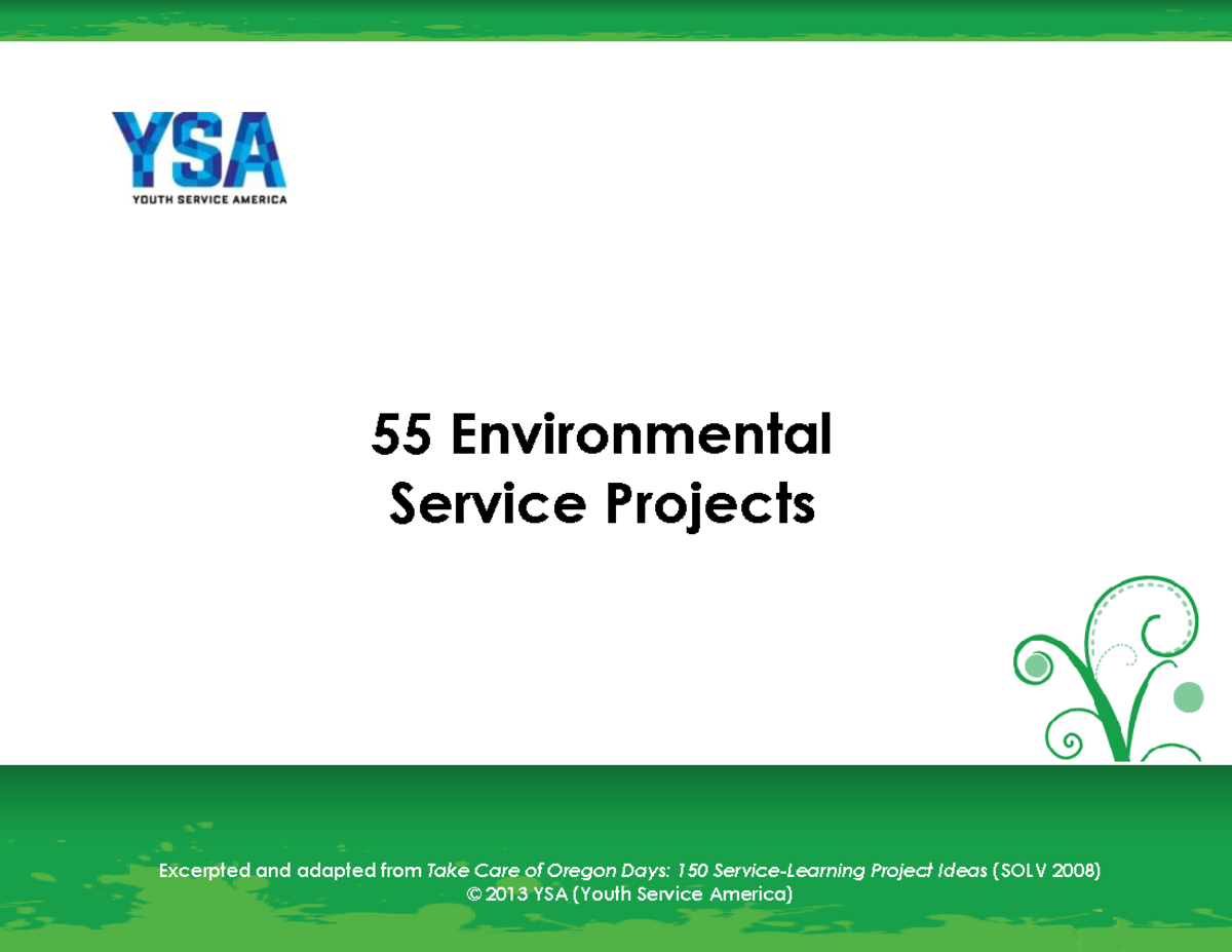 55 Environmental service projects - 55 Environmental Service Projects ...