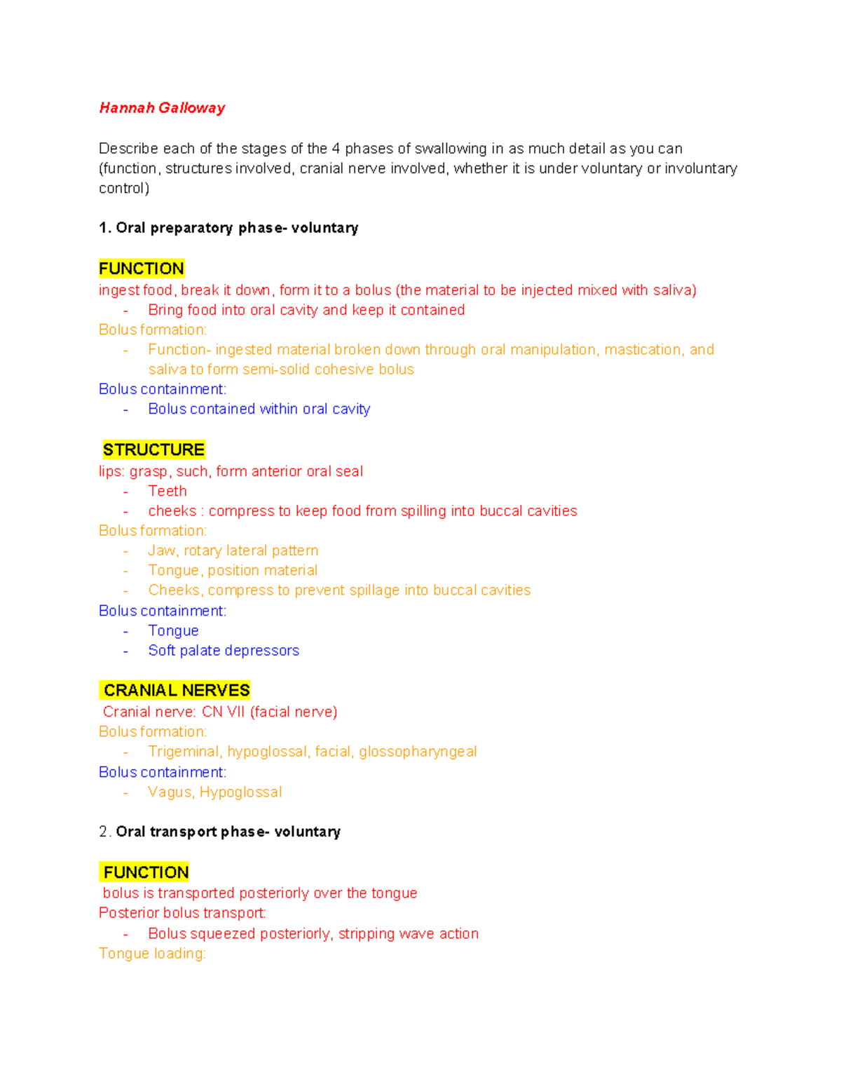 4 phases of swallowing - Oral preparatory phase- voluntary FUNCTION ...