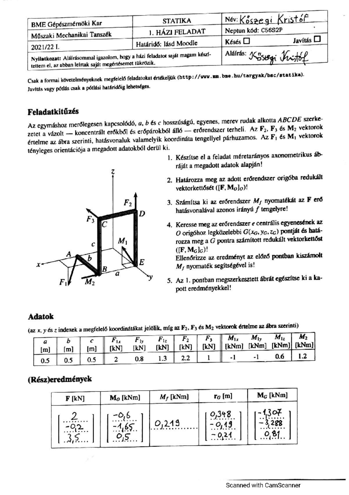 Statika 1. Házi - Studocu