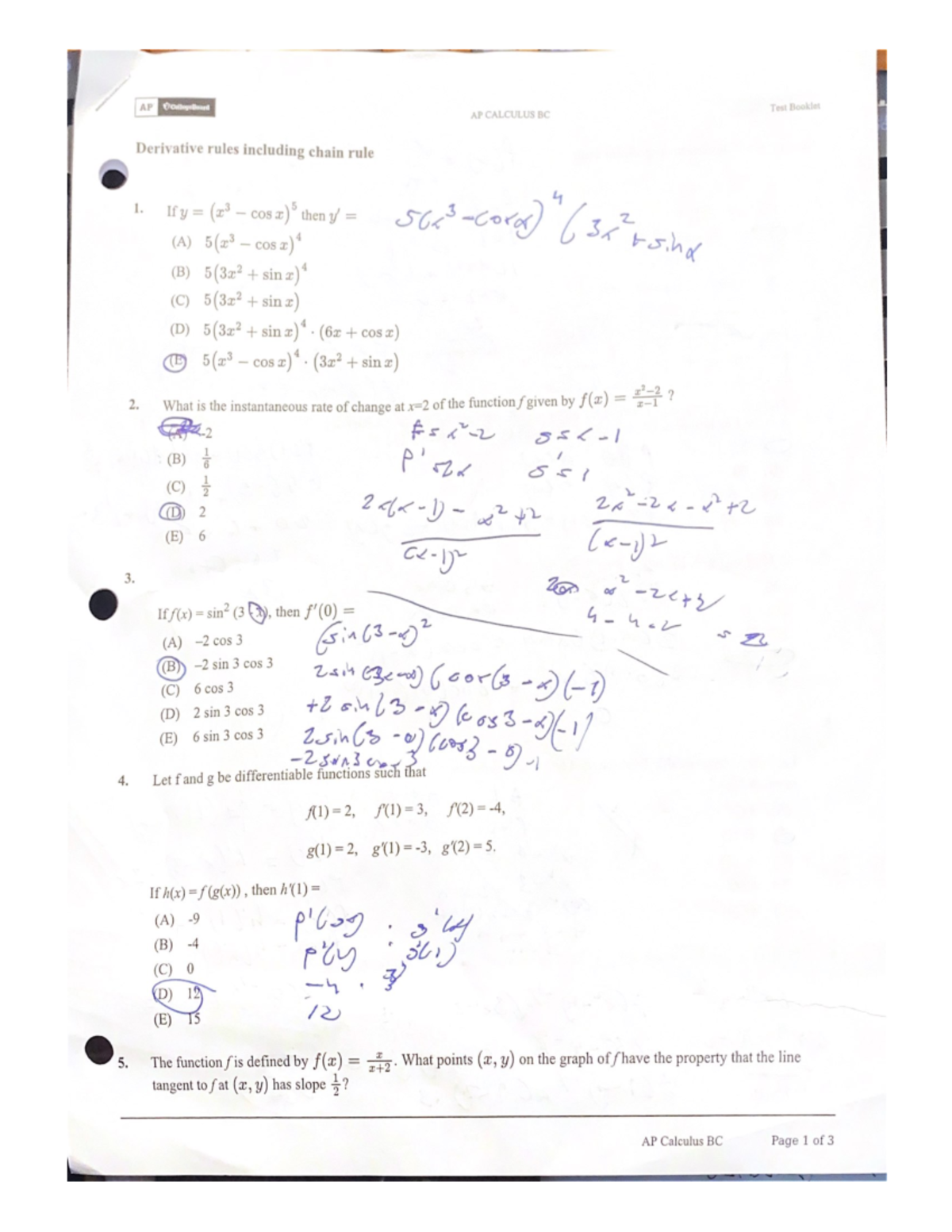 Derivative rules including chain rule - Cal01 - Studocu