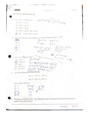 2016 AP Calculus AB Practice Exam MCQ Multiple Choice Questions with ...