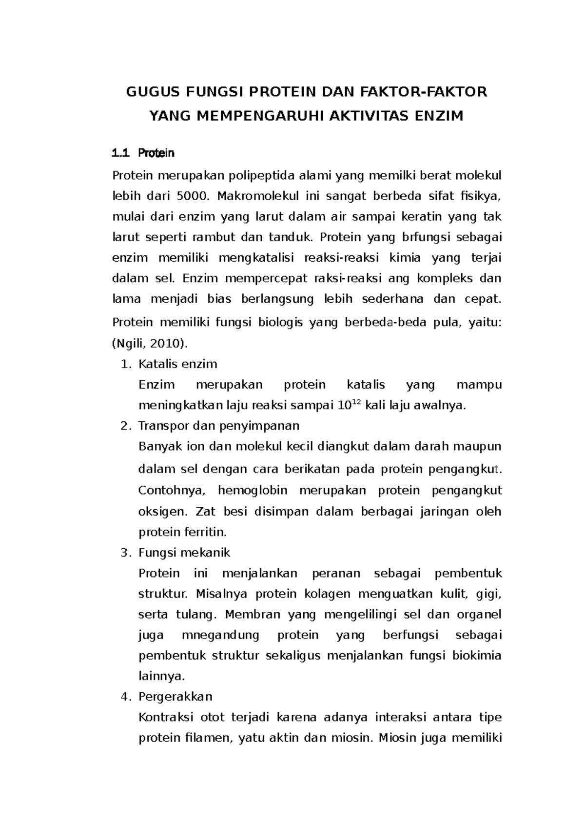 Gugus Fungsi Protein DAN Faktor- Faktor YANG Mempengaruhi Aktivitas ...