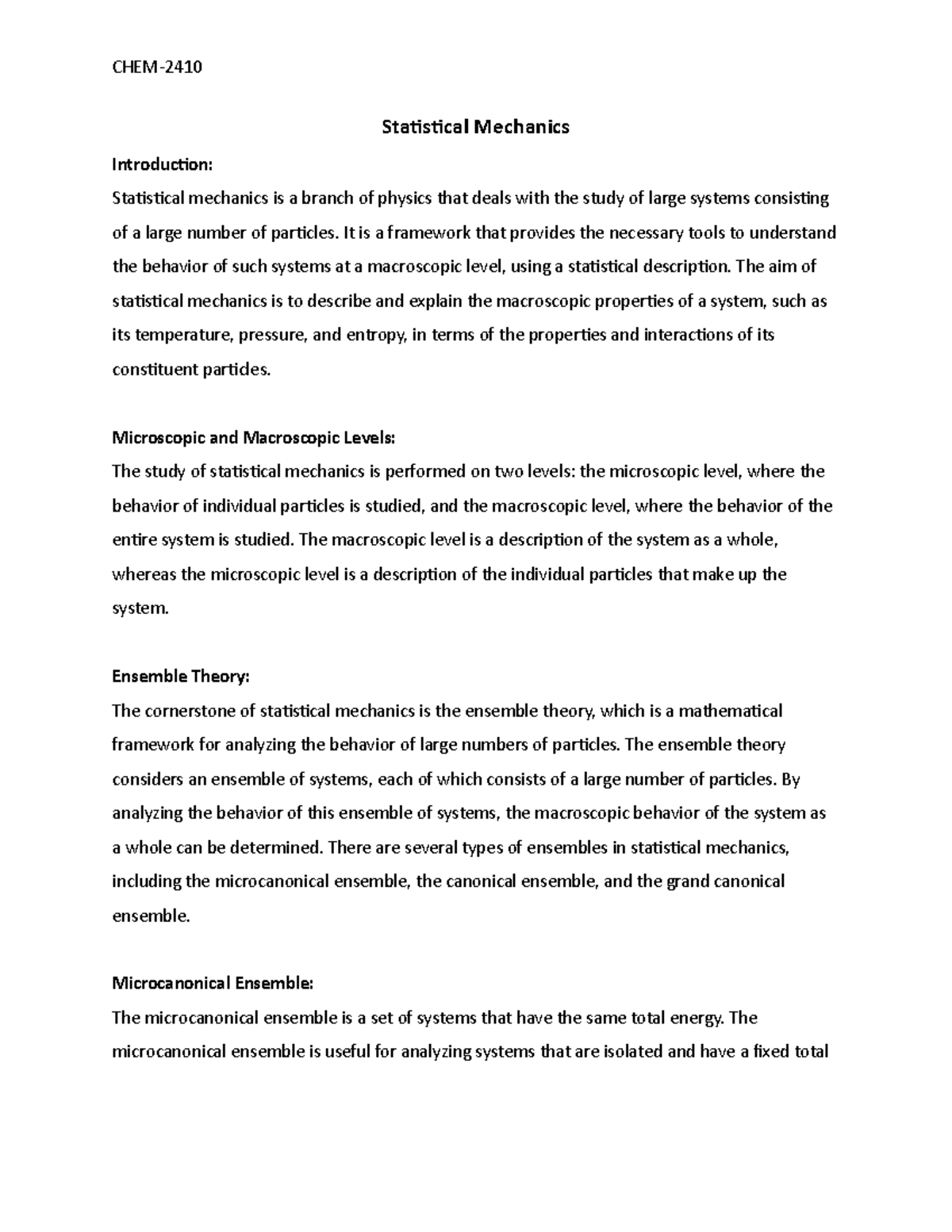 Statistical mechanics: including the use of statistical methods to ...