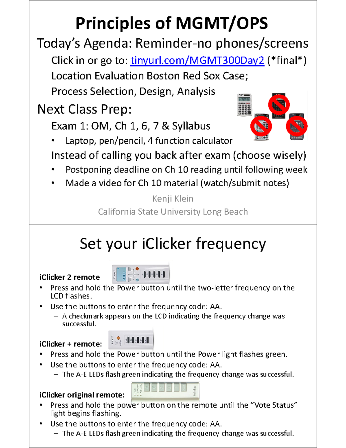 Mgmt300-Wk4Slides - Ch. 7 Lecture - Principles of MGMT/OPS Kenji Klein ...
