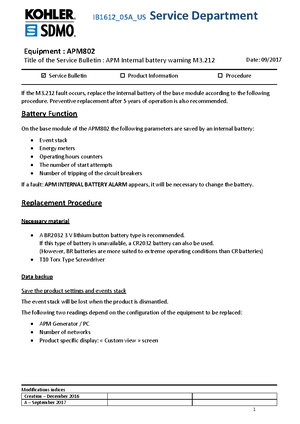 APM802 Regulation Module - Manuel d'Utilisation Niveau Utilisateur User ...