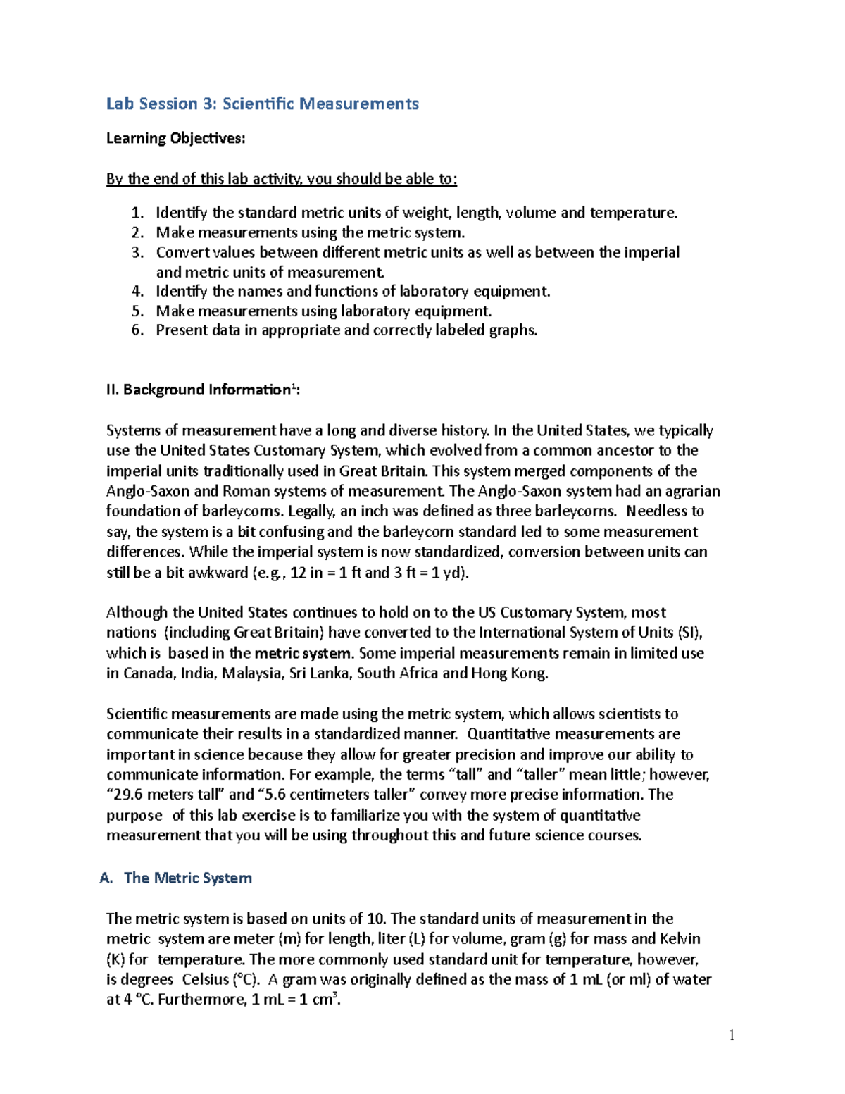 Lab 3-Scientific Measurements Handout-2 - Lab Session 3: Scientific ...