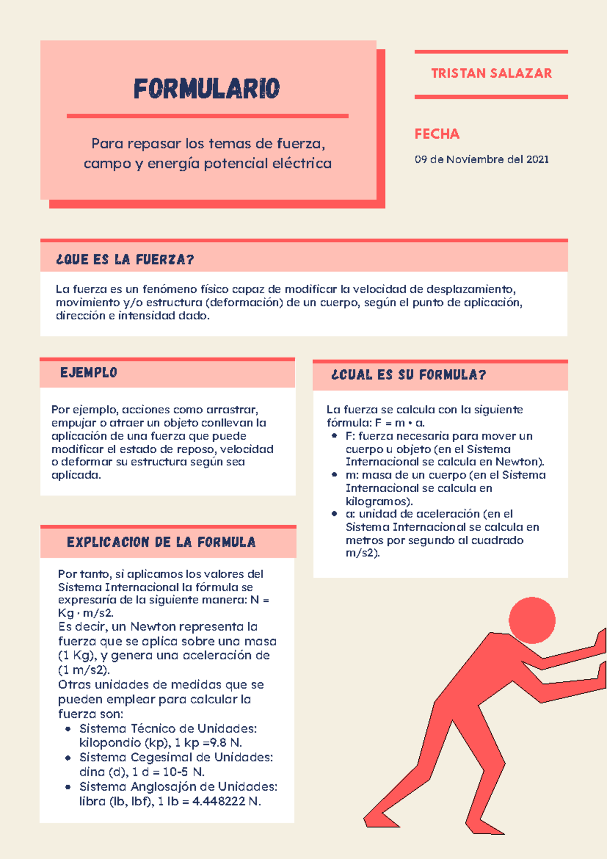 Formulario - Formularia de clase - La fuerza es un fenómeno físico ...