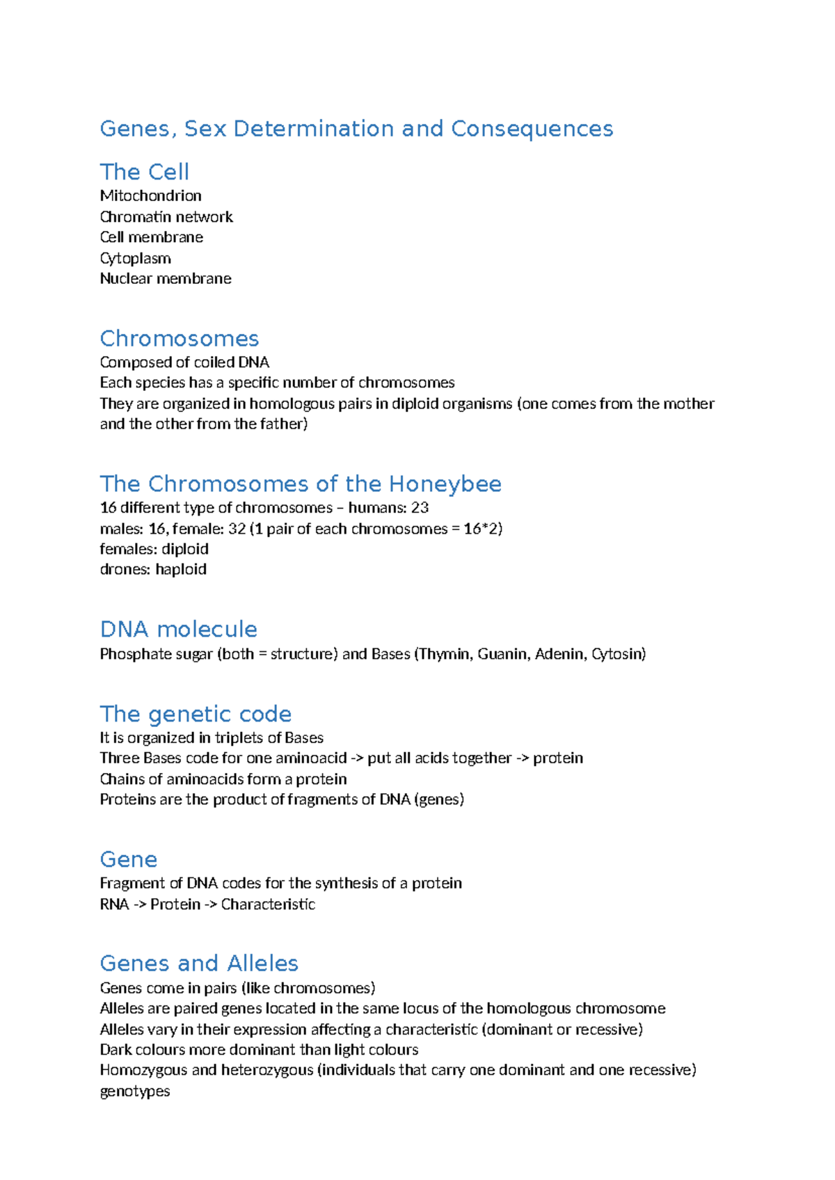 Genes, sex determination and consequences - Genes, Sex Determination ...