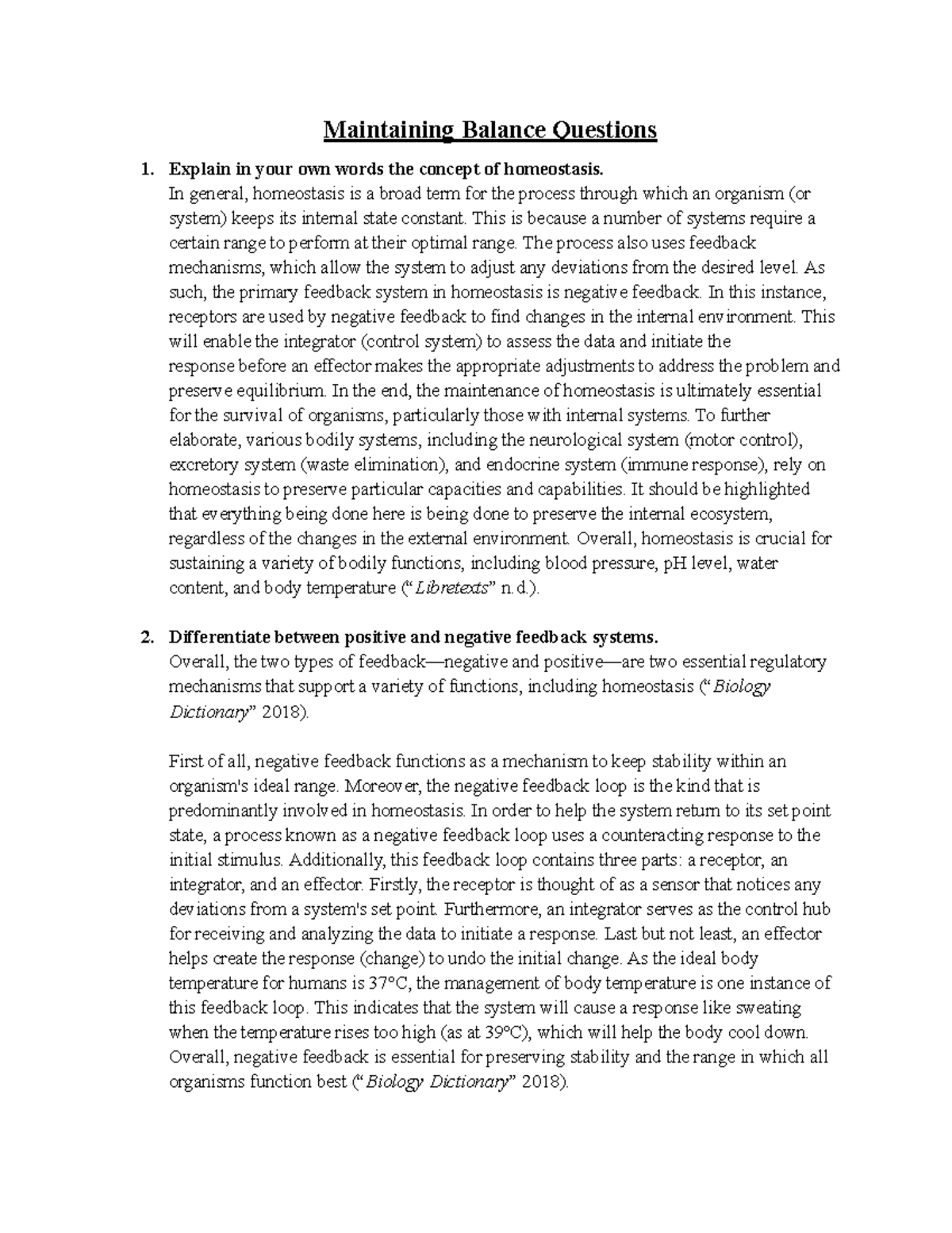 Maintaining Balance (Assignment #1) - Maintaining Balance Questions ...