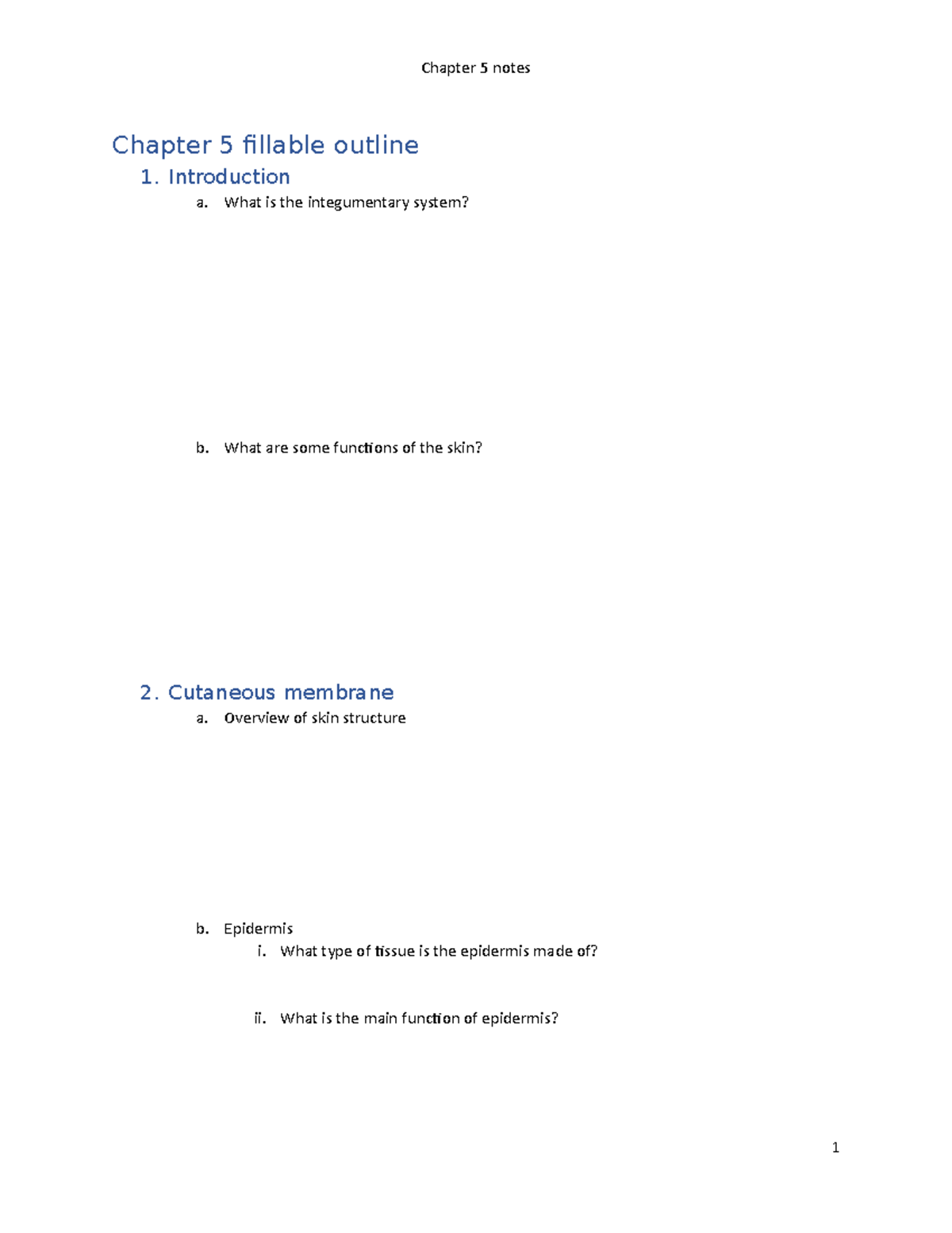 Chapter 5 lecture fillable outline - Chapter 5 fillable outline 1 ...