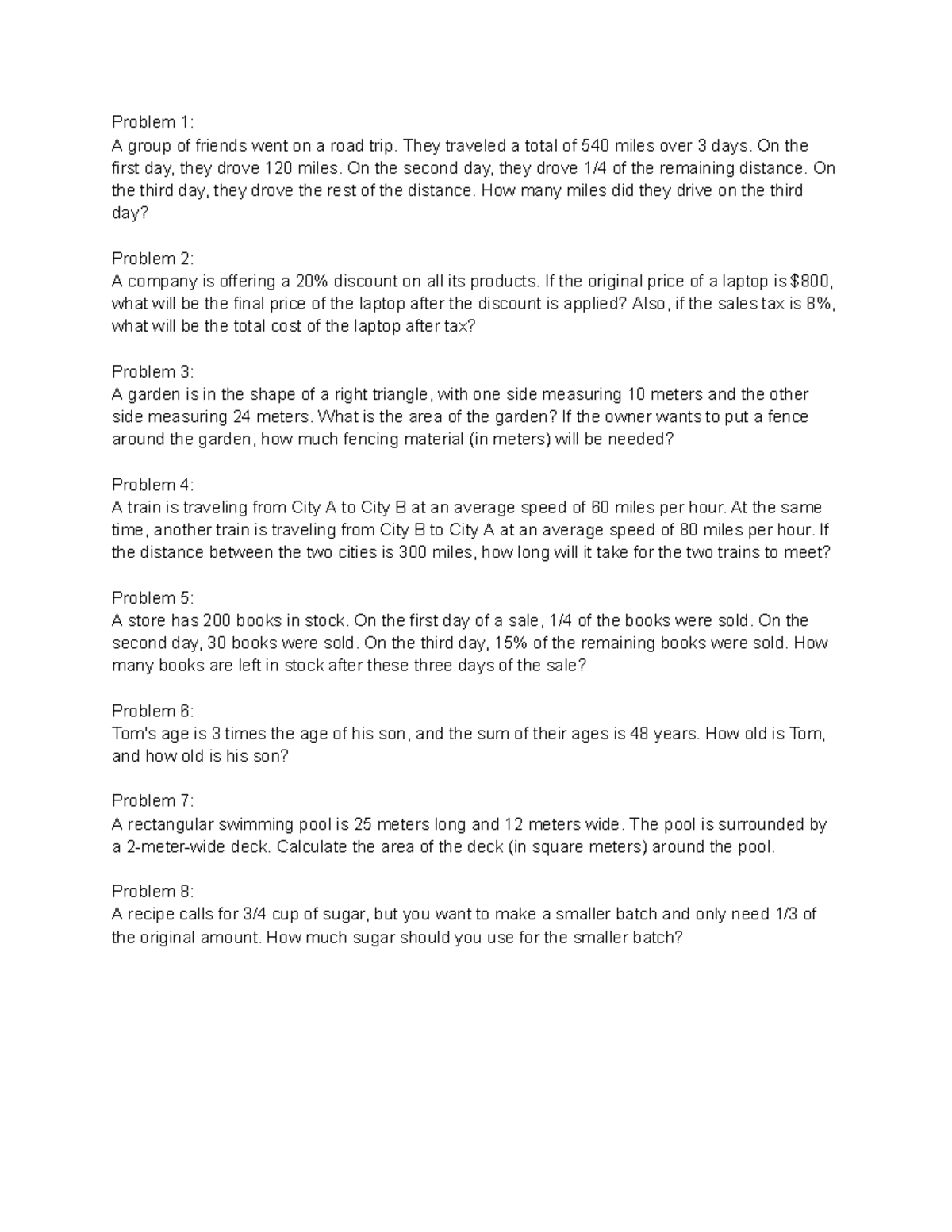 Math 5 - math - Problem 1: A group of friends went on a road trip. They ...