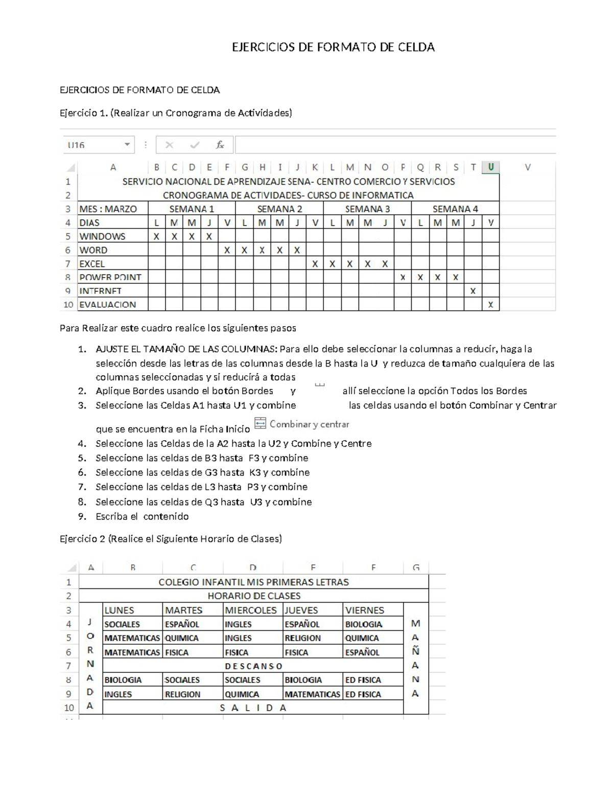 2. Ejercicios DE Formato DE Celda - EJERCICIOS DE FORMATO DE CELDA EJERCICIOS DE FORMATO DE ...