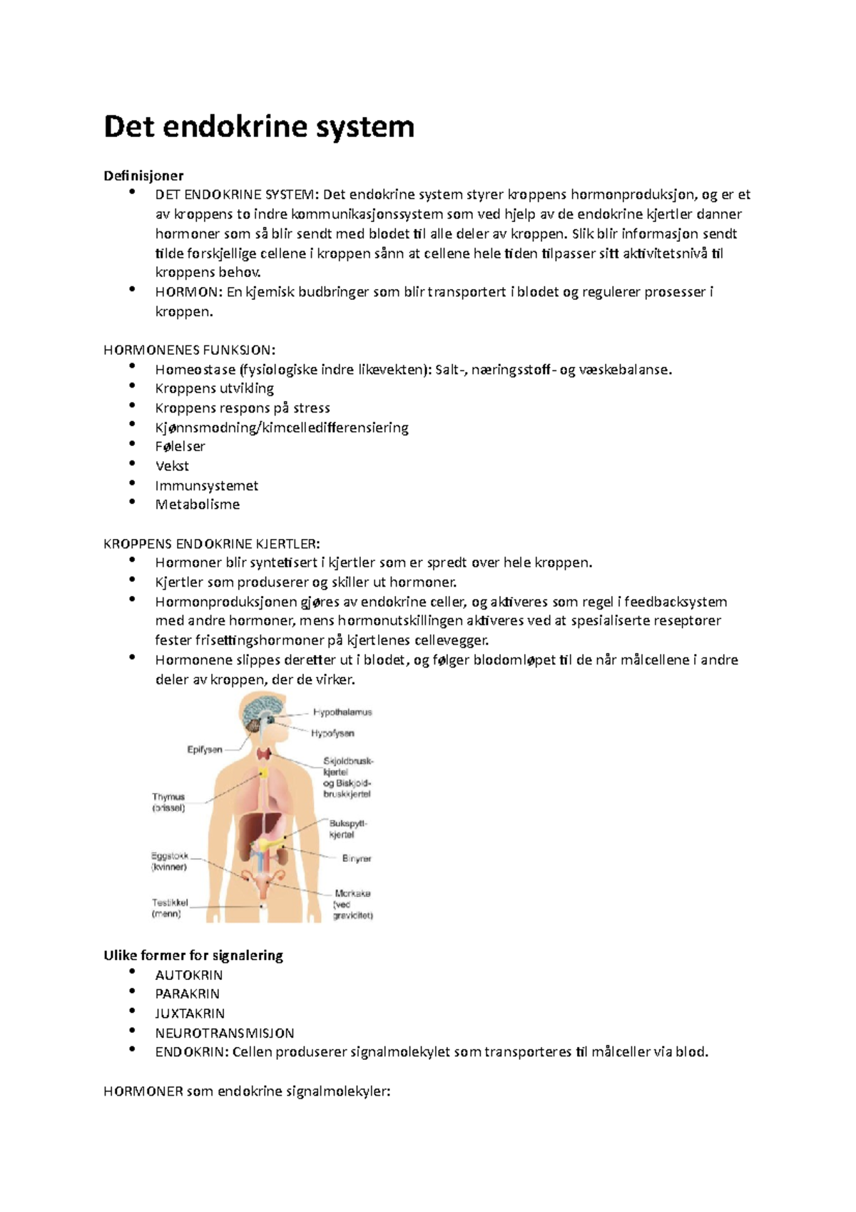 Det endokrine system - Slik blir informasjon sendt tilde forskjellige ...